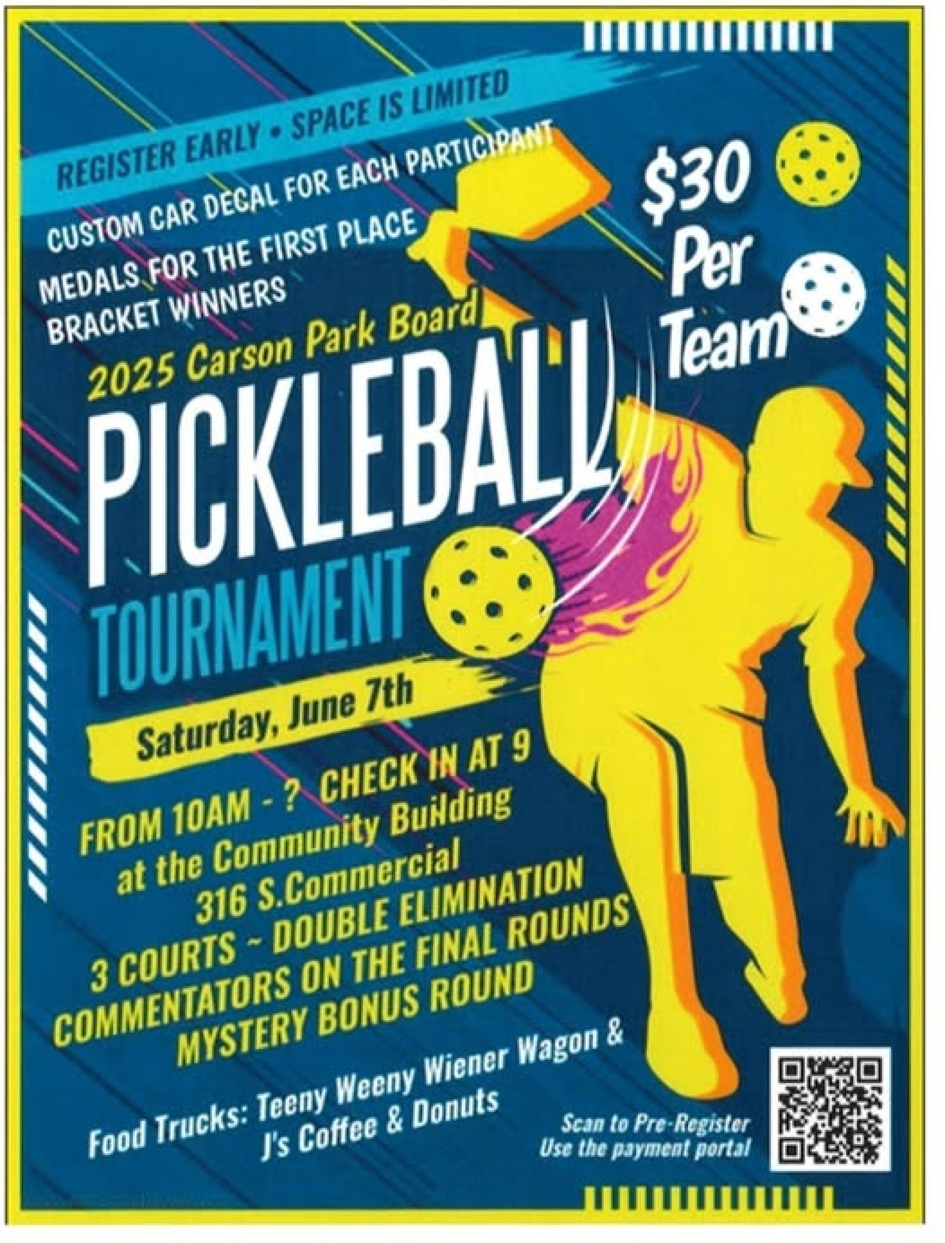 Carson Park Board Pickle Ball Tournament - June 7 - Carson, Iowa